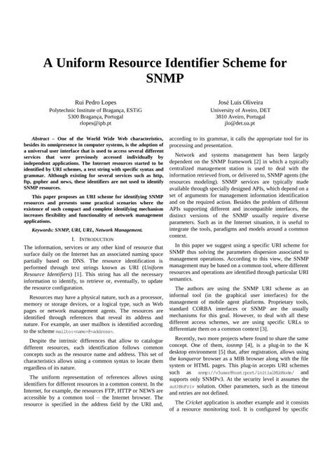 pdf a uniform resource identifier scheme for snmp uniform resource
