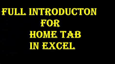 Full Introduction Excel Home Tab Excel Tutorial In Hindi Youtube