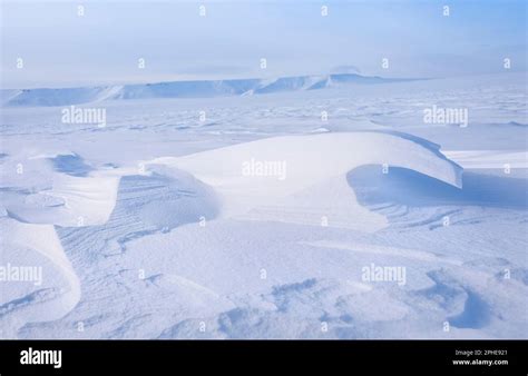Landscape With Sastrugi Between Glaciers Rabotbreen And