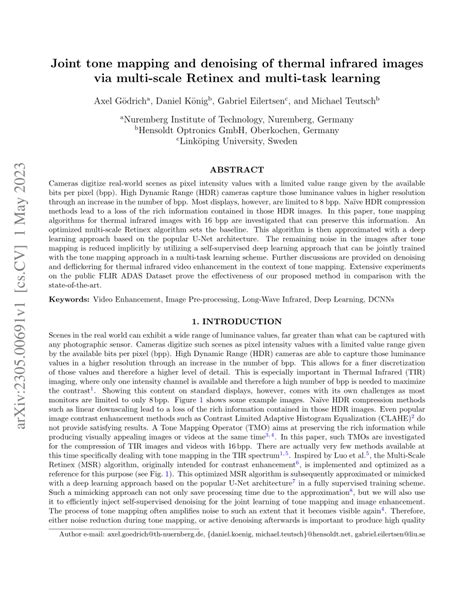 PDF Joint Tone Mapping And Denoising Of Thermal Infrared Images Via Multi Scale Retinex And