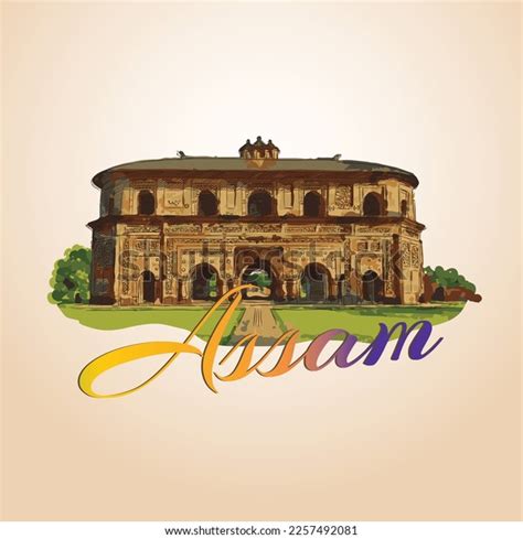 Banner Assam State India Illustration Popular Stock Vector Royalty