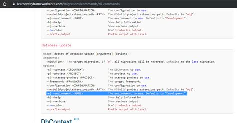 I Cant Use Dotnet Ef Database Update Environment Release · Issue