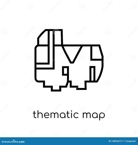 Thematic Map Icon Trendy Modern Flat Linear Vector Thematic Map Stock Vector Illustration Of