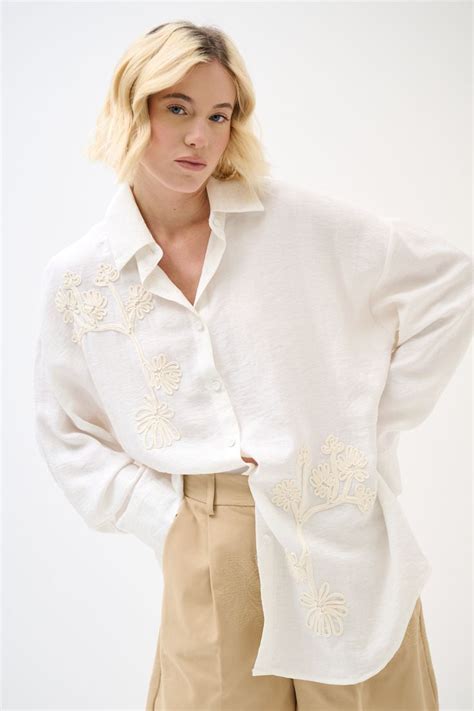 Camicia Manica Lunga Ricamo Fiore Camicia Uomo Ricami Floreali