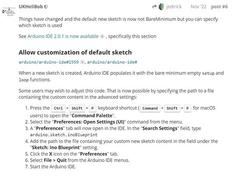 Customization Of Default Sketch Not Working For Me IDE X Arduino Forum