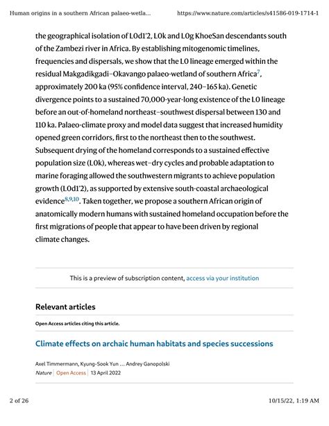 Solution Human Origins In A Southern African Palaeo Wetland And First