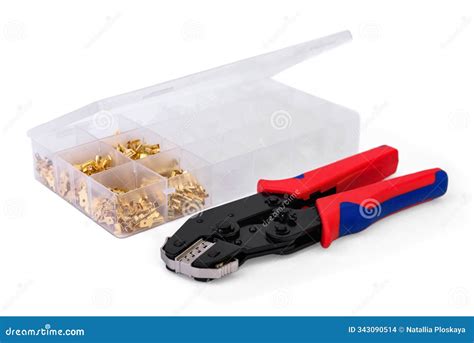 Ferrule Crimping Tool And Wiring Connectors Terminal Set Isolated On
