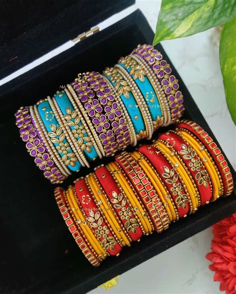 ⚜️ Customized Bridal Kundan Bangles For Silk Saree ⬇️ 🌟 Set 1 Red