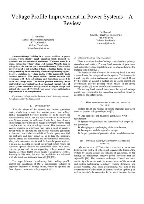 PDF Voltage Profile Improvement In Power Systems A Review