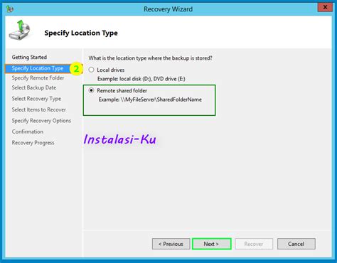 Recover Backup Remote Shared Folder Win Server 2012 Instalasi Ku