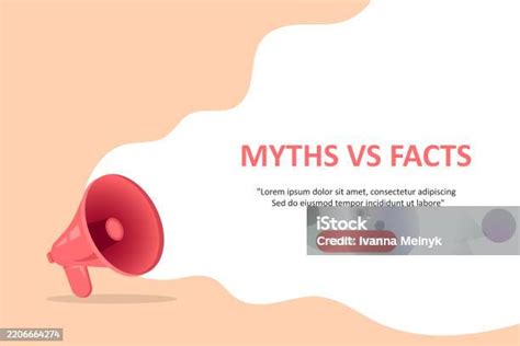 신화 대 사실 말풍선이 있는 확성기 확성기 비즈니스 마케팅 및 광고를 위한 배너 벡터 일러스트 레이 션 개념에 대한 스톡 벡터