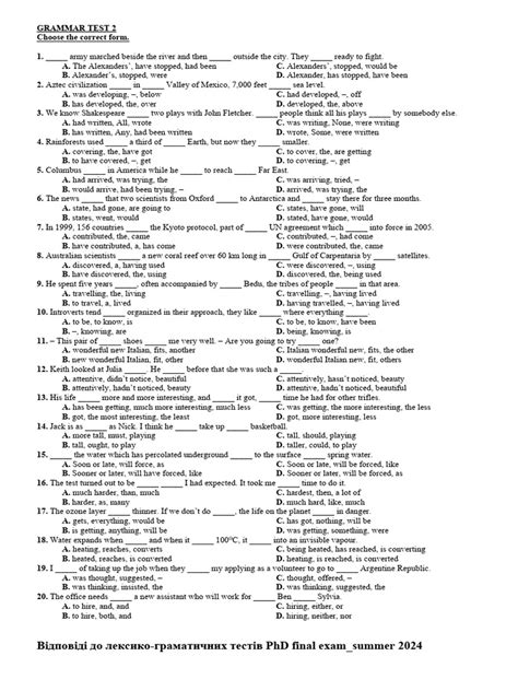 Grammar Test 2 Pdf Earth Sciences