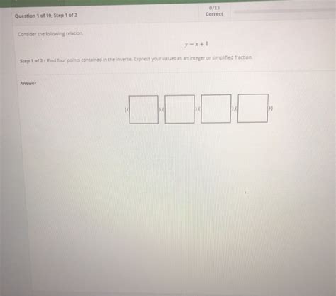 Solved Step Find Four Points Contained In The Inverse Chegg Com