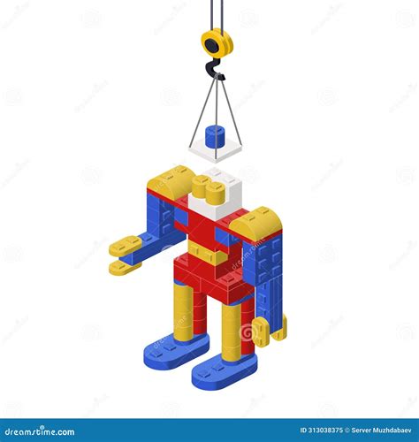 Robot Cop Production Concept On White Background Vector Stock Vector Illustration Of Bricks