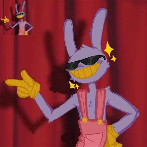 A Cartoon Character Wearing Sunglasses And An Apron Pointing To The Side With Stars On It