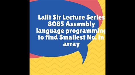 8085 assembly language programming to find smallest no in an array
