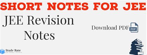 Revision Notes For JEE Main PDF Free Short Notes Of PCM For JEE STUDY RATE