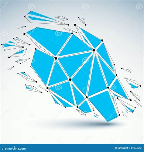 Abstract Vector Low Poly Wrecked Asymmetric Object With Black Li Stock Vector Illustration Of