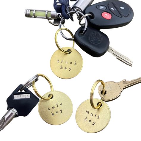 Brass Key Labels Identify Your Keys Key Markers Metal Keychain Ids Hand Punched Tags Hand