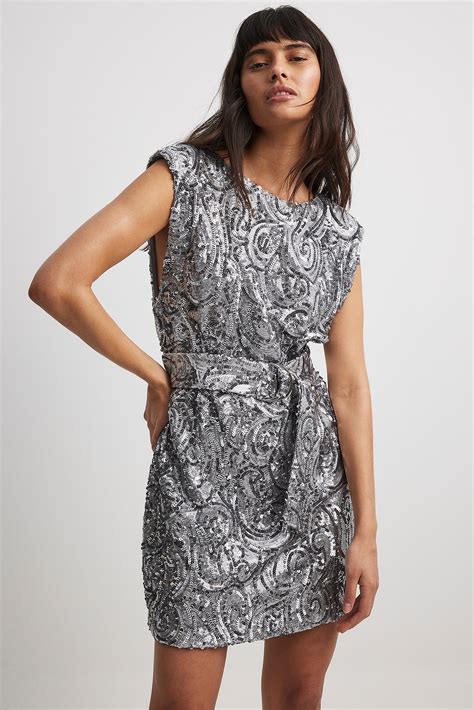 Big Sequin Mini Dress Silver Na Kd