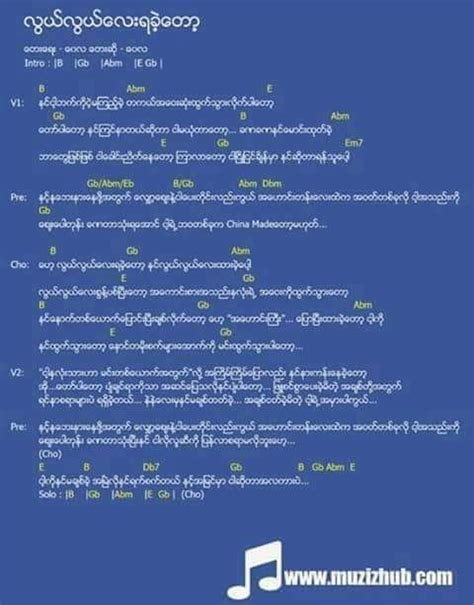 သီချင်းစာအုပ် ဂစ်တာလက်ကွက် စုစည်းမှု 😁😁