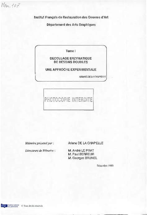 décollage enzymatique de dessins doublés une approche expérimentale