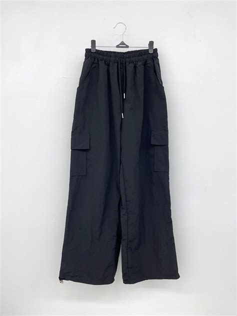 유포리아 나일론 카고 투웨이 와이드 롱 스트링 조거 밴딩 팬츠 4color