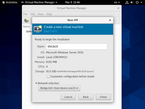 centos stream 8 kvm create virtual machine gui server world