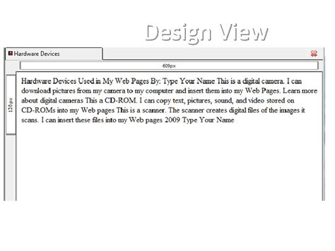 Hardware Devices Webpage Creating A Webpage Using Code