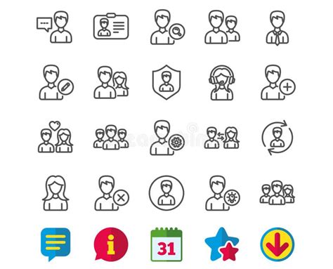 Users Line Icons Male And Female Profiles Stock Vector Illustration Of Person Download