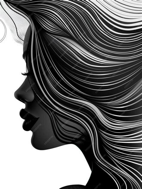 Silhouette Art Of Women Fashion In Thick Black And White Lines Pattern