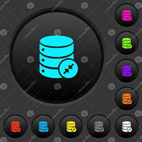 Shrink Database Dark Push Buttons With Color Icons Stock Vector Illustration Of Collapse