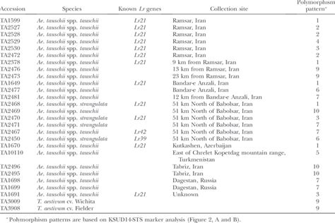 Triticum And Aegilops Accessions Used For Sequencing Of Lr21 And Lr21