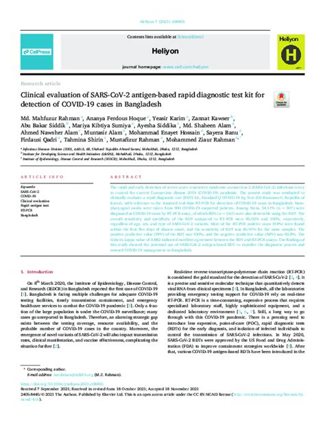 Pdf Clinical Evaluation Of Sars Cov 2 Antigen Based Rapid Diagnostic
