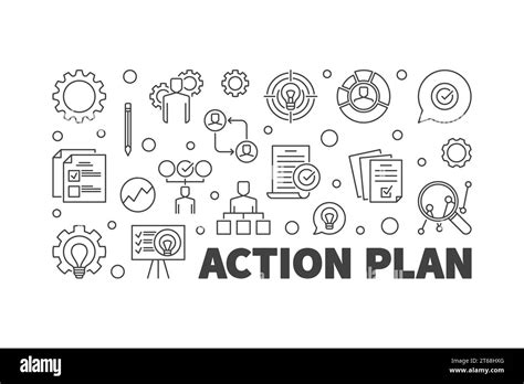 Vector Action Plan Horizontal Banner Or Illustration In Thin Line Style Stock Vector Image And Art
