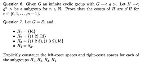 Solved Question Given G An Infinite Cyclic Group With G Chegg Com