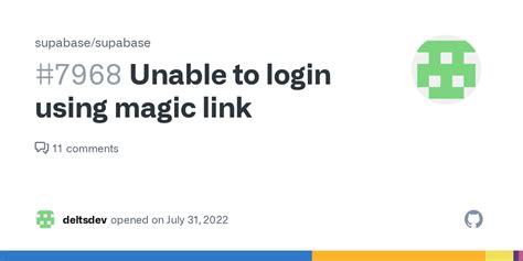 Unable To Login Using Magic Link · Issue 7968 · Supabasesupabase · Github