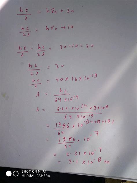 V Vo The Maximum Kinetic Energy Of Photoelectrons Emitted From A Certain Metallic Surface Is