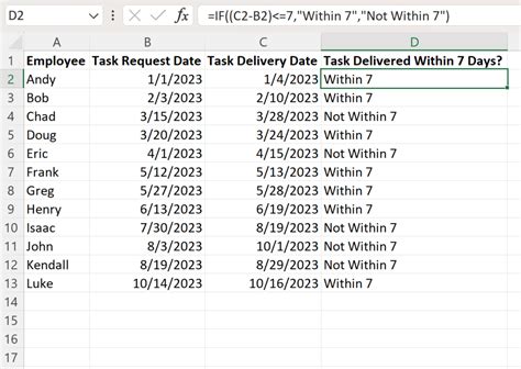 Excel Check If Date Is Within 7 Days Of Another Date