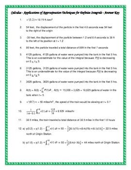 Calculus Applications Of Approximation Techniques For Definite Integrals