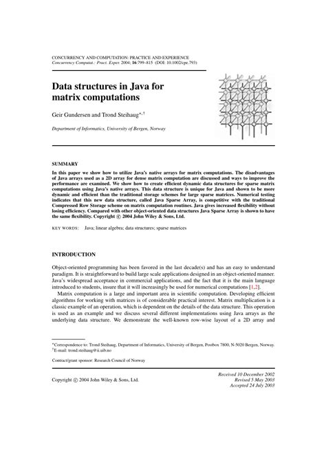 PDF Data Structures In Java For Matrix Computations Research Articles