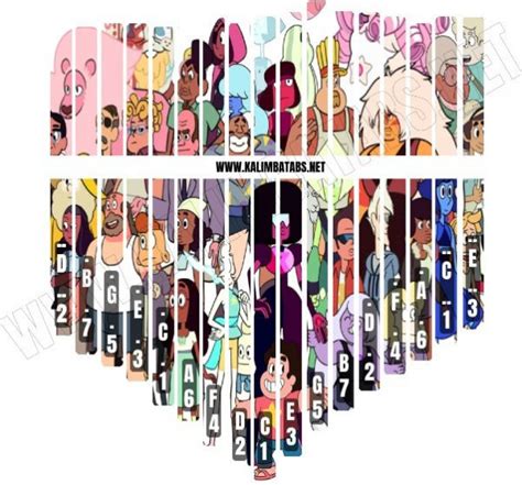 Kalimba Tine Sticker Steven Universe Kalimba Tabs Letter Number Notes Tutorial