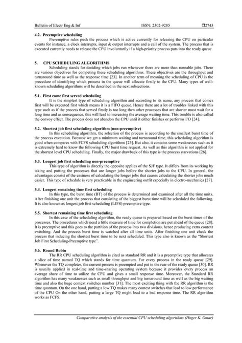 Comparative Analysis Of The Essential CPU Scheduling Algorithms PDF Operating Systems