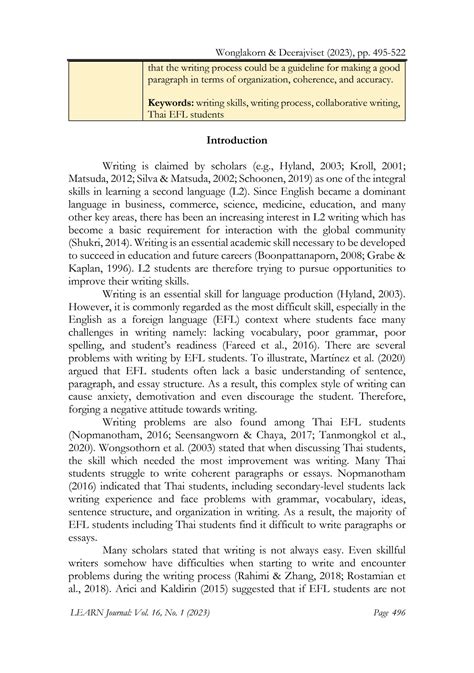 Solution The Effects Of Collaborative Process Writing Approach On Thai Efl Secondary School