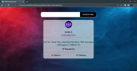 Github 2149 Sruthi Sgithub Profile Finder