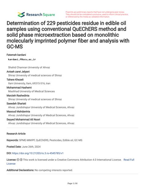 Pdf Determination Of 229 Pesticides Residue In Edible Oil Samples Using Conventional Quechers