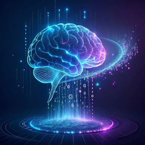 Abstract Human Brain Light Data Fusion With Futuristic Ai Processing And Digital Matrix