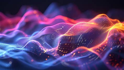 Vibrant Audio Wave Display On Dark Backdrop Stock Illustration