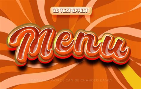 premium vector food menu 3d editable text effect style