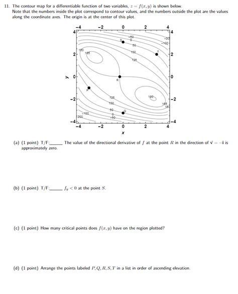 Solved 11 The Contour Map For A Differentiable Function Of